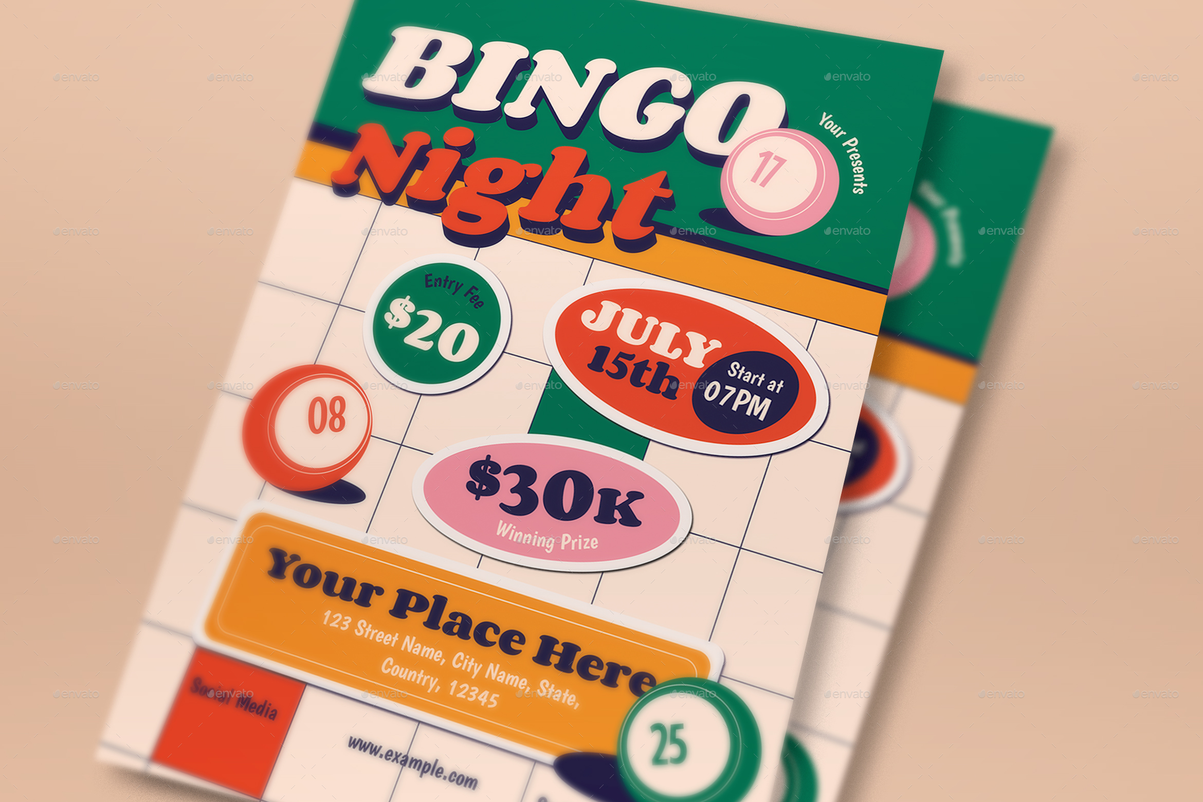 White Flat Design Bingo Night Flyer Set, Print Templates | GraphicRiver