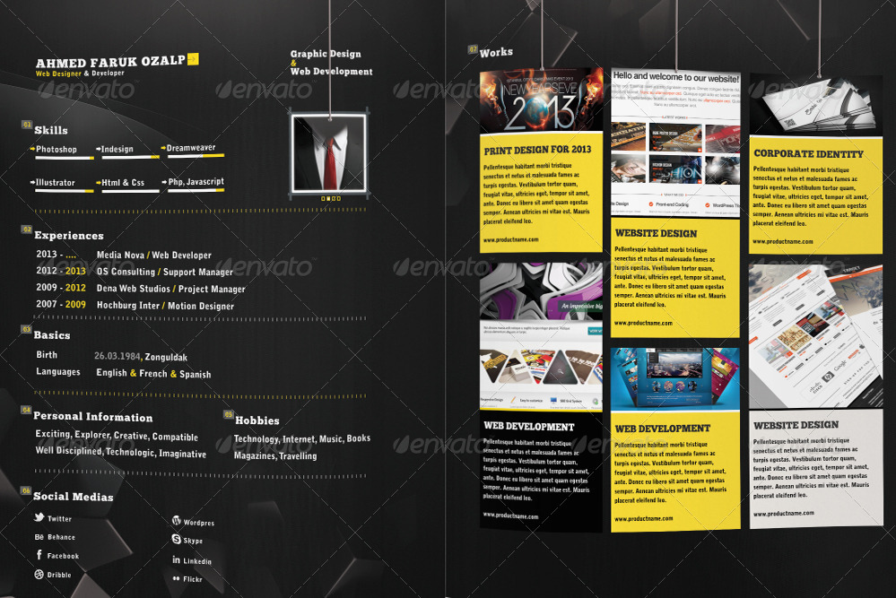 Resume For Creatives + Bonus Templates, Print Templates | GraphicRiver