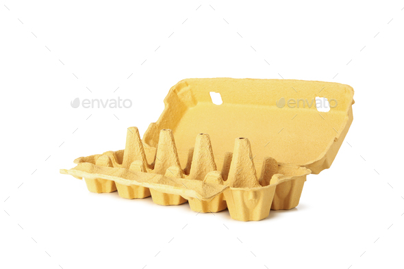 Empty egg box isolated on white background Stock Photo by AtlasComposer
