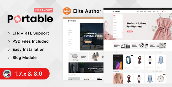 Portable - MegaStore Prestashop 1.7 & 8.x Responsive Theme by codezeel
