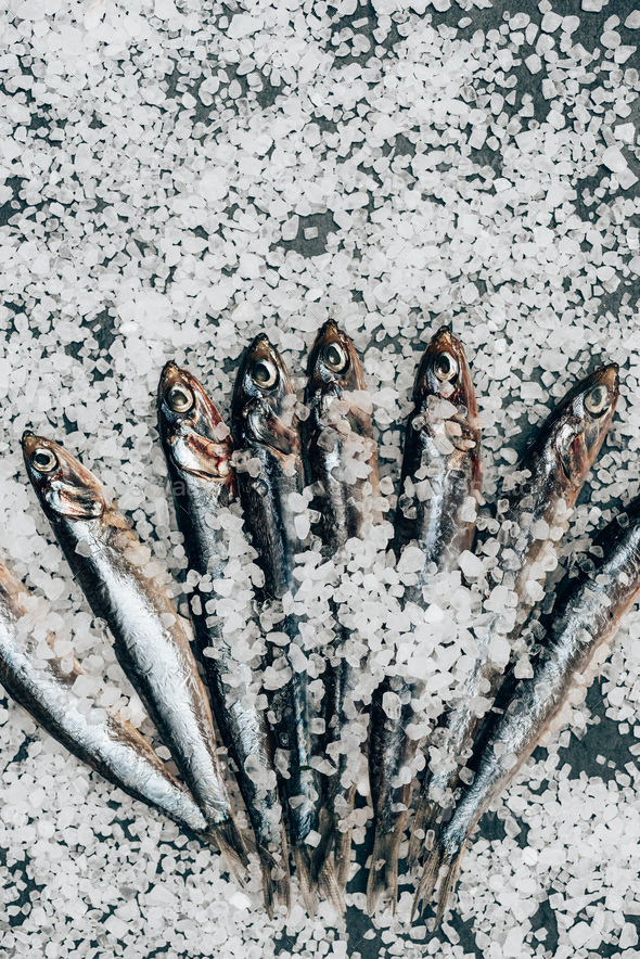 Pile of salted fish on surface covered by salt Stock Photo by ...