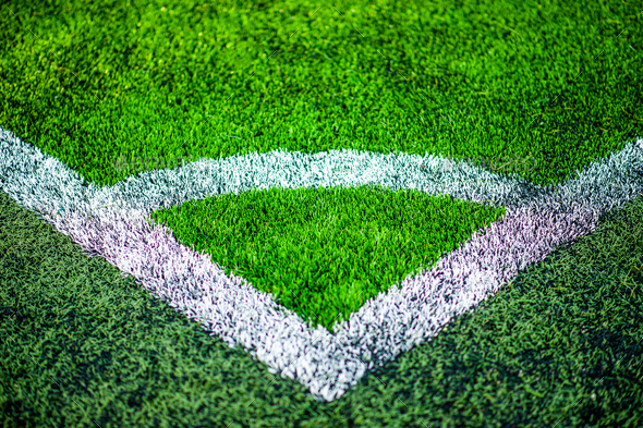 Green grass field, soccer field.Football corner, line a football field ...