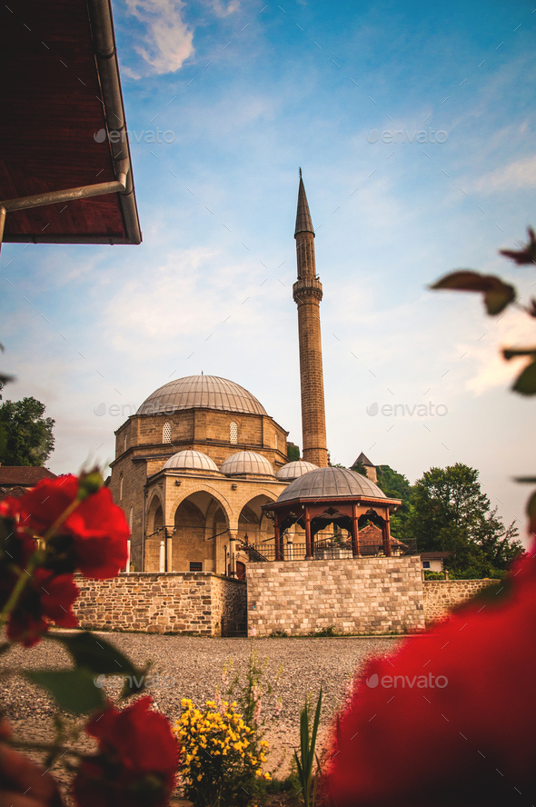 Majestic Sinan Pasha Mosque in the city of Prizren, Kosovo Stock Photo ...