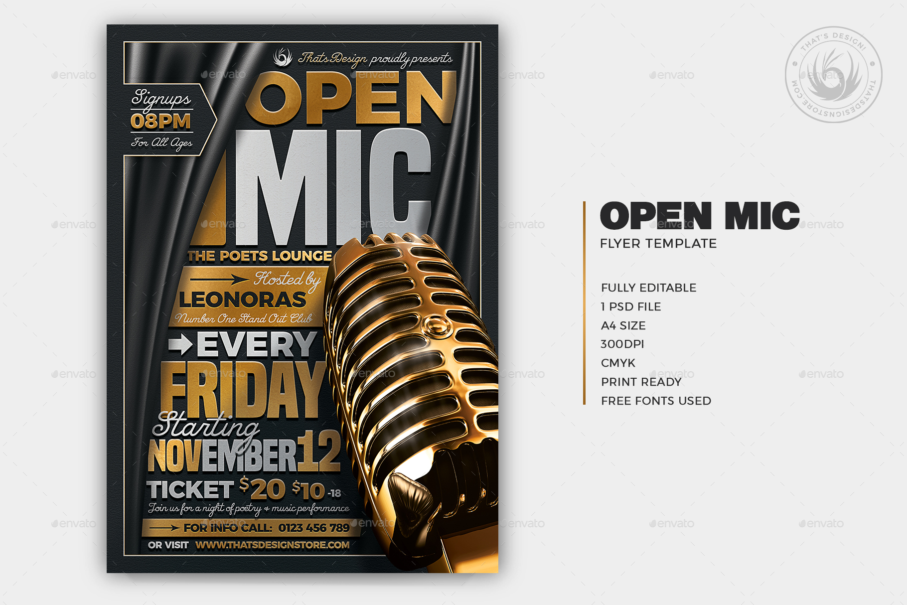Open Mic Flyer Template, Print Templates | GraphicRiver