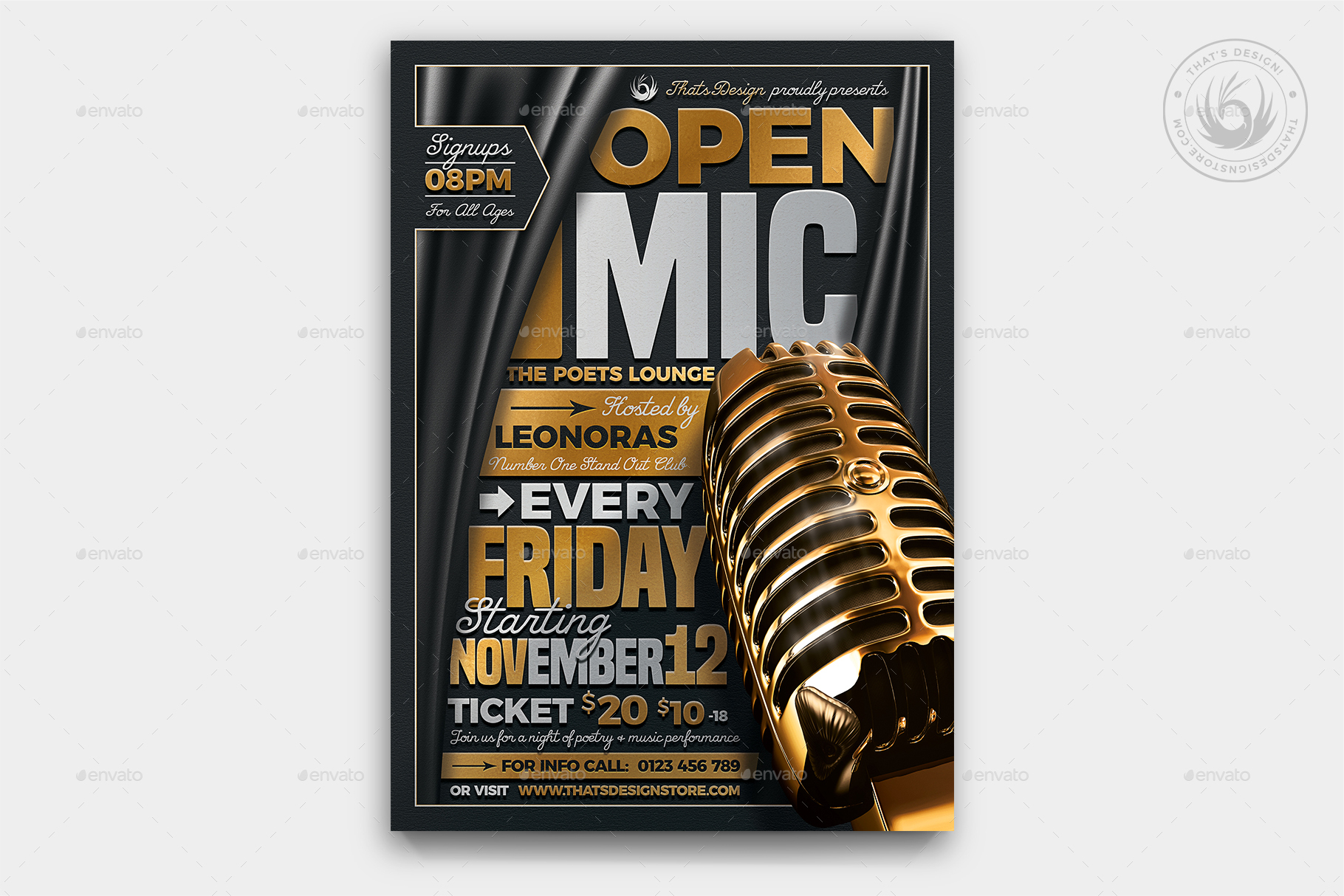 Open Mic Flyer Template, Print Templates | GraphicRiver