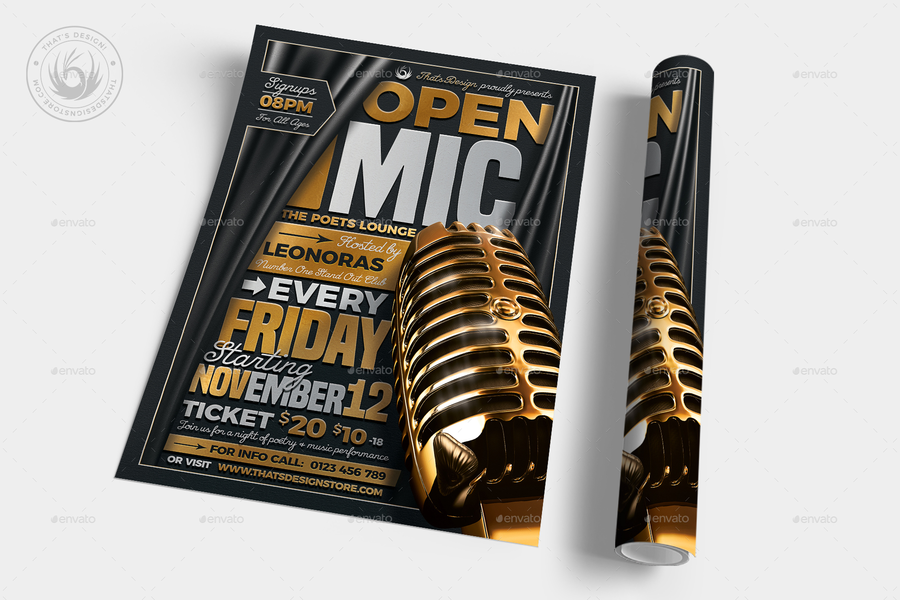 Open Mic Flyer Template, Print Templates | GraphicRiver