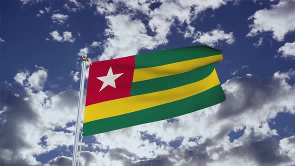Togo Flag With Sky 4k, Motion Graphics | VideoHive