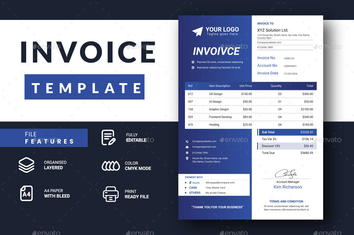 Modern Invoice Template, Print Templates | GraphicRiver