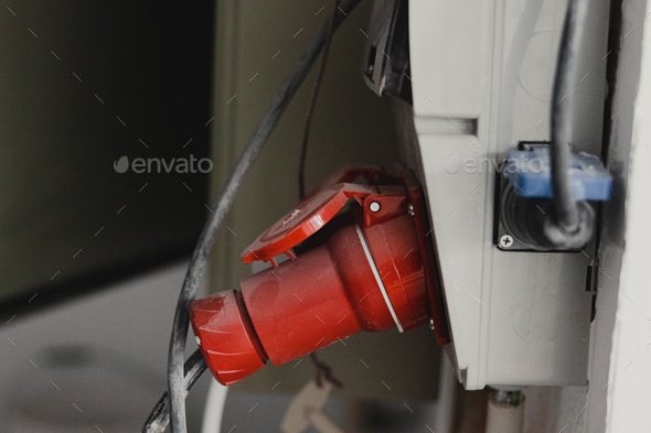 Electrical outlet close-up. Electricity distribution. Electrical ...