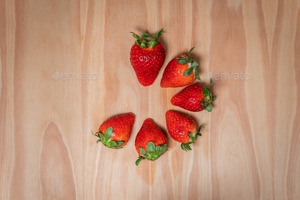 Incomplete circle shape made of sweet red strawberries Stock Photo by ...