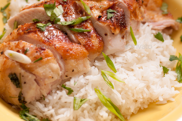 sliced coconut chicken, white rice Stock Photo by wirestock | PhotoDune