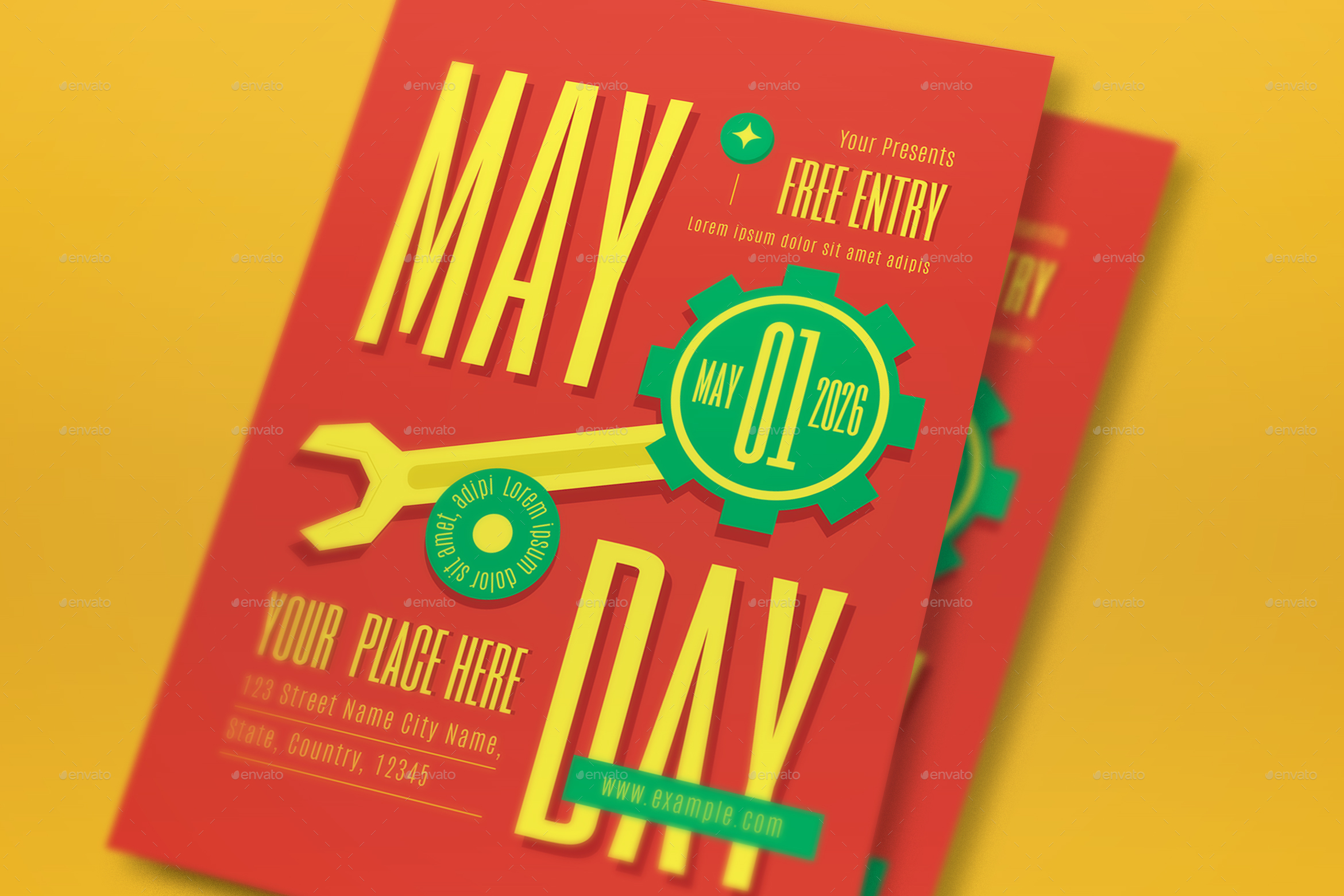 Orange Modern Mayday Flyer Set, Print Templates | GraphicRiver