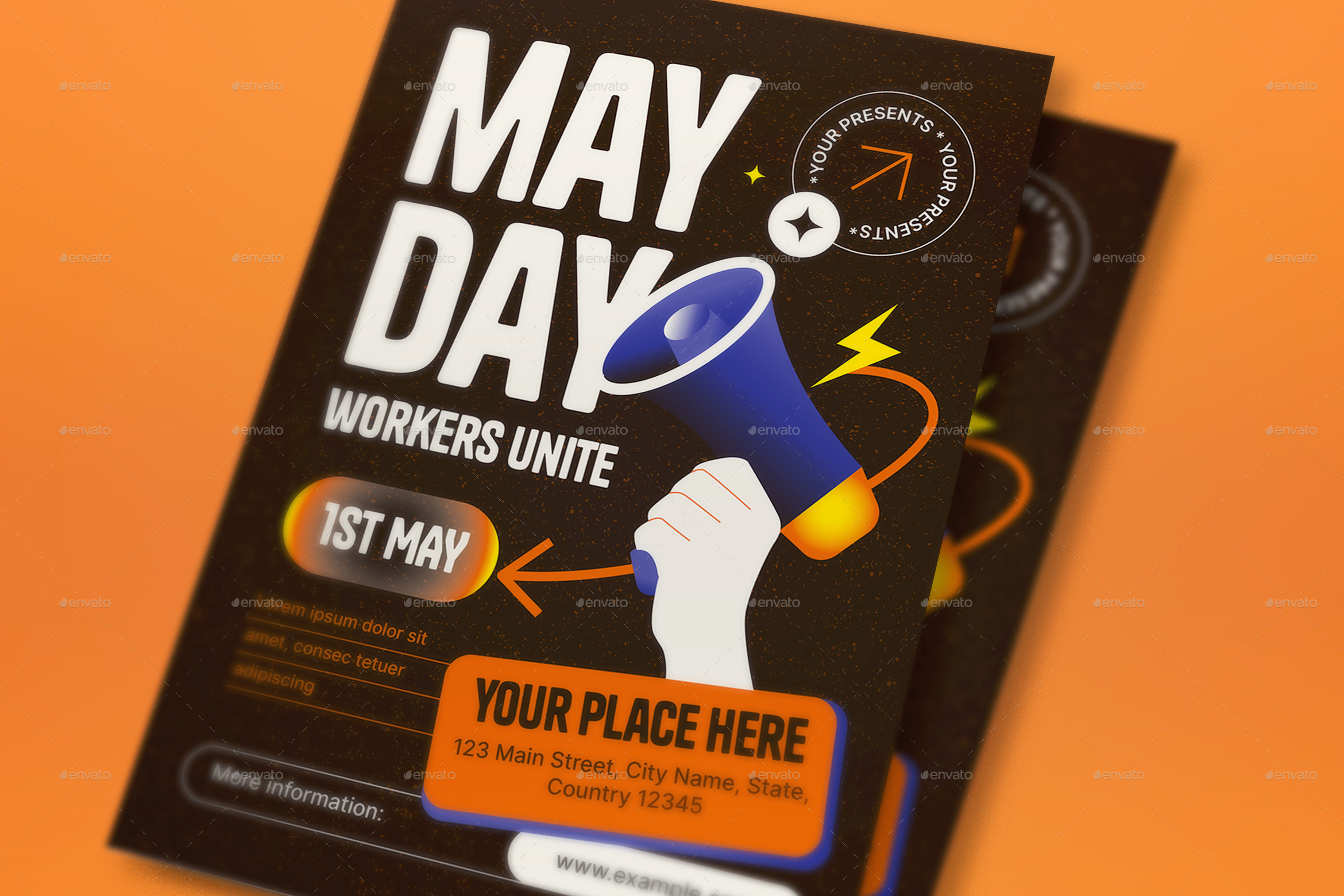 Black 3D May Day Flyer Set, Print Templates | GraphicRiver