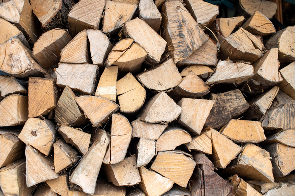 Stacked hornbeam lumber and wood lie in a woodpile. Stock Photo by ...