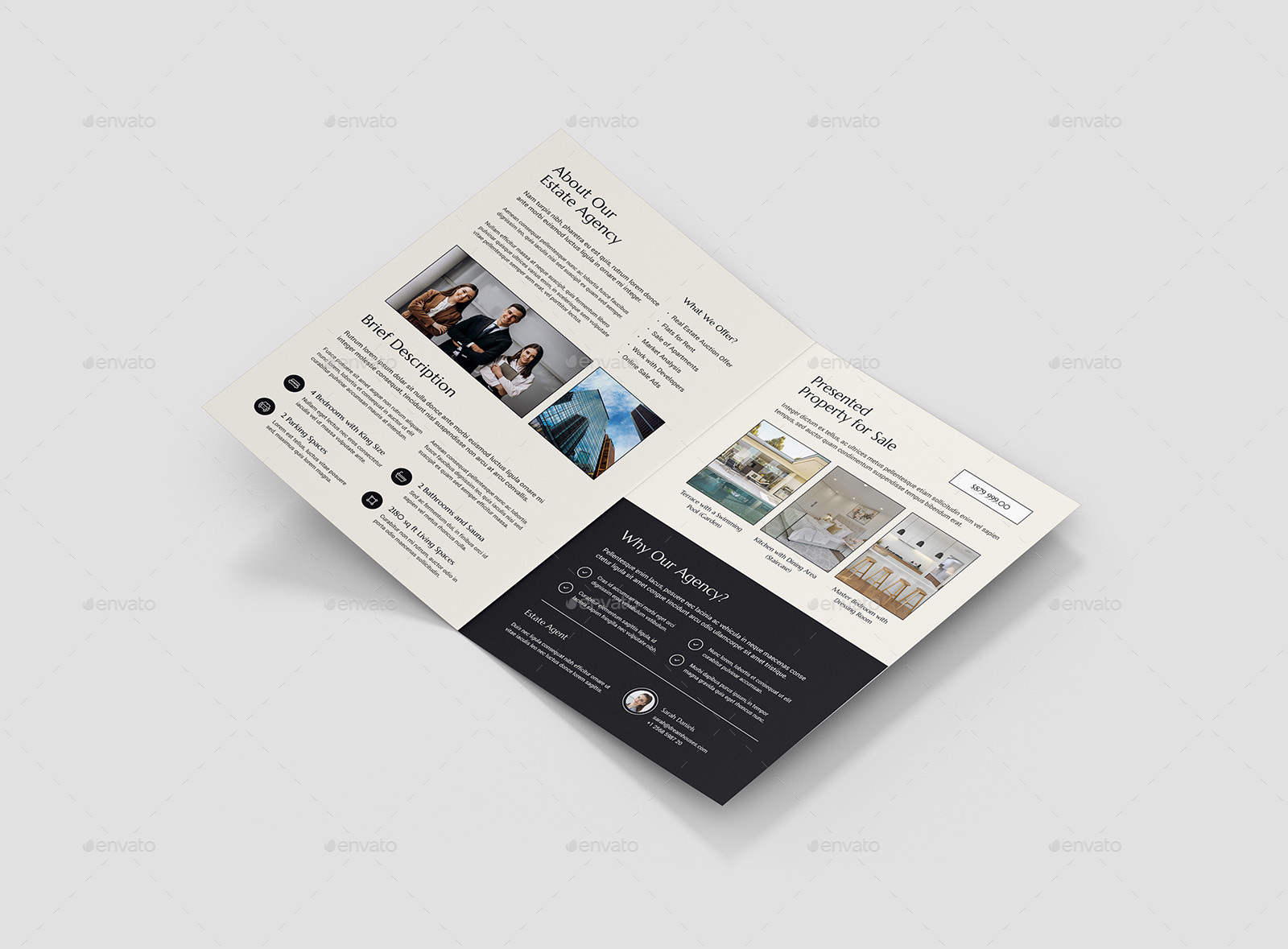 Real Estate Open House Brochure Bi-Fold Template, Print Templates ...