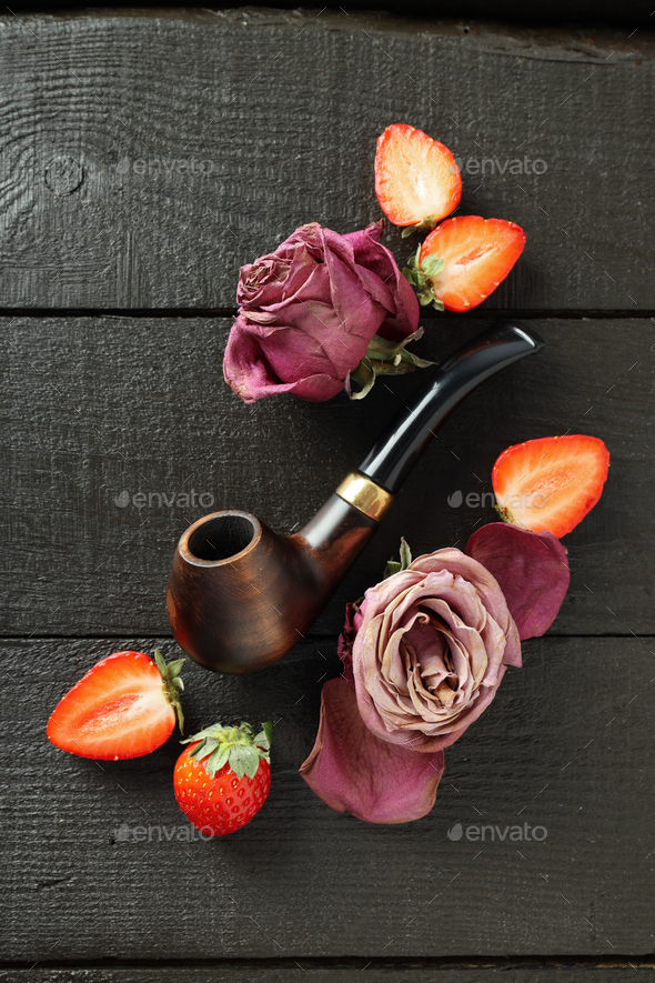Concept of smoking, composition with smoking pipe Stock Photo by ...