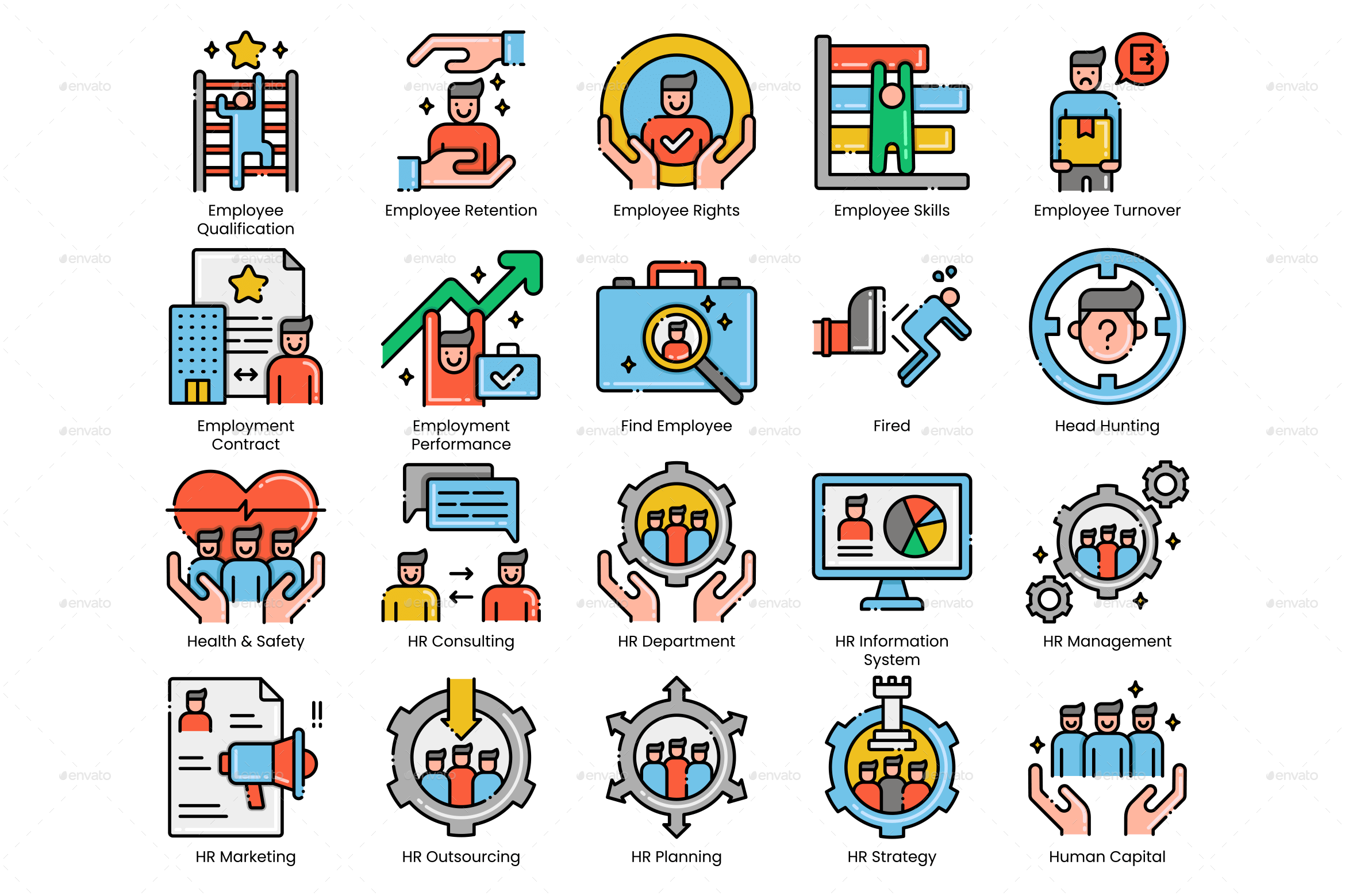 100 Human Resources Icons - Aesthetics Series, Icons | GraphicRiver