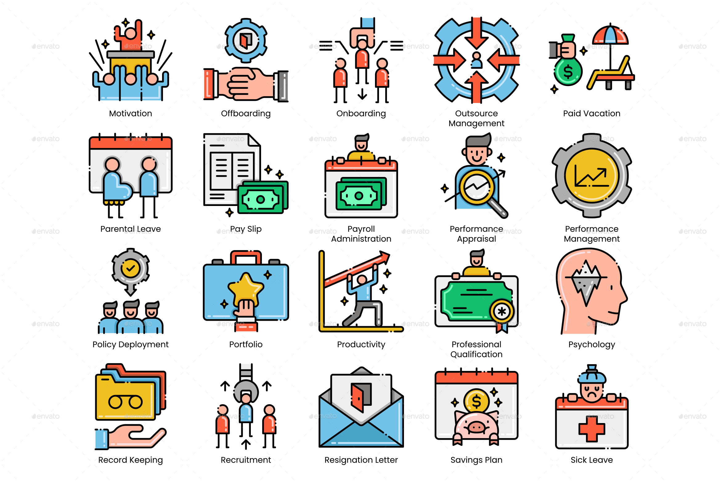 100 Human Resources Icons - Aesthetics Series, Icons | GraphicRiver