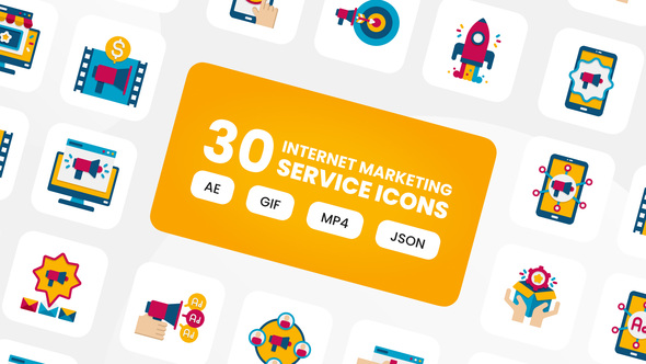 Animated Internet Marketing Service Icons, After Effects Project Files