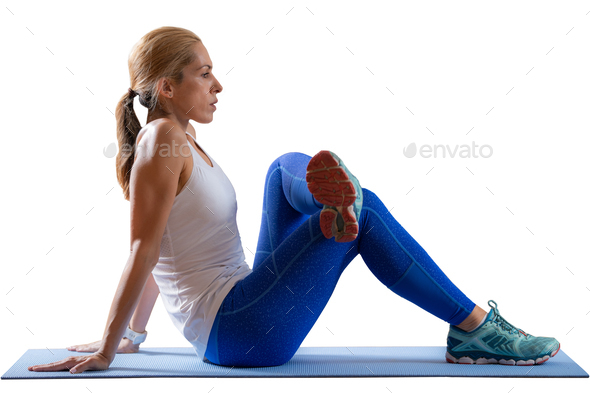 Stretching After Training. Isolated, Transparent Background Stock Photo ...