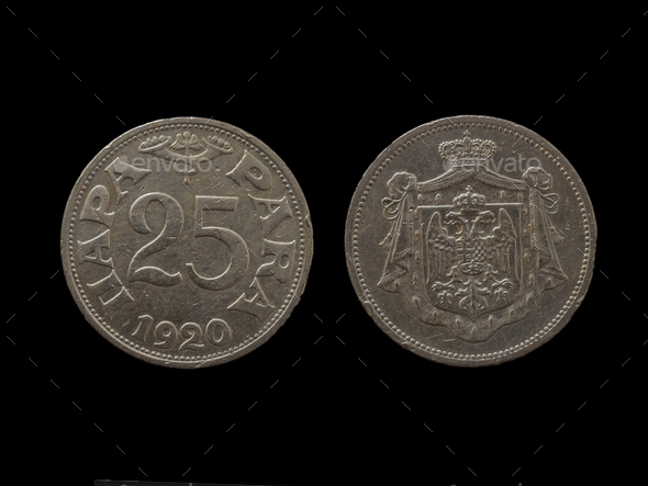 Closeup shot of 25 para coins of the Kingdom of Yugoslavia Stock Photo ...