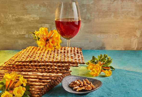 Pesach celebration concept - Jewish holiday Pesach. Stock Photo by ...