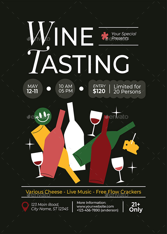 Wine Event Flyer Set, Print Templates | GraphicRiver