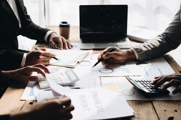 Business creative coworkers team Meeting Discussing showing the results ...