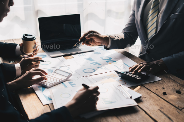 Business creative coworkers team Meeting Discussing showing the results ...