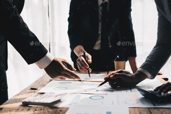 Business creative coworkers team Meeting Discussing showing the results ...