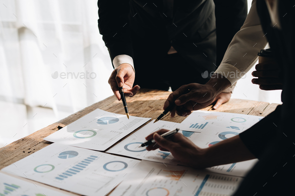 Business creative coworkers team Meeting Discussing showing the results ...