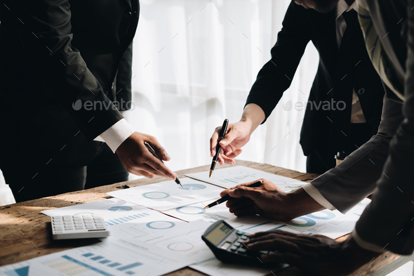 Business creative coworkers team Meeting Discussing showing the results ...