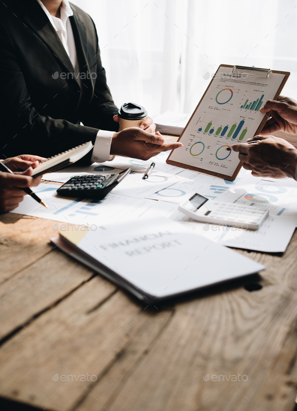 Business creative coworkers team Meeting Discussing showing the results ...