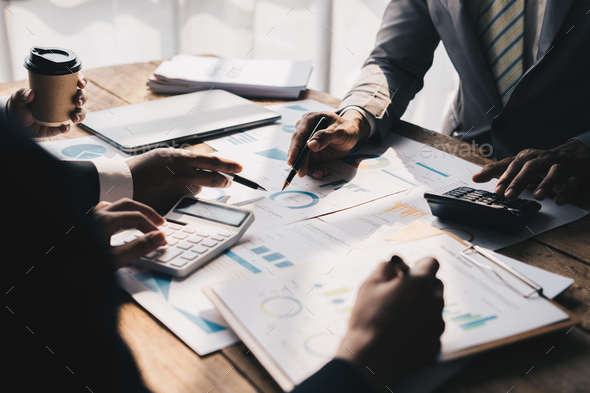 Business creative coworkers team Meeting Discussing showing the results ...