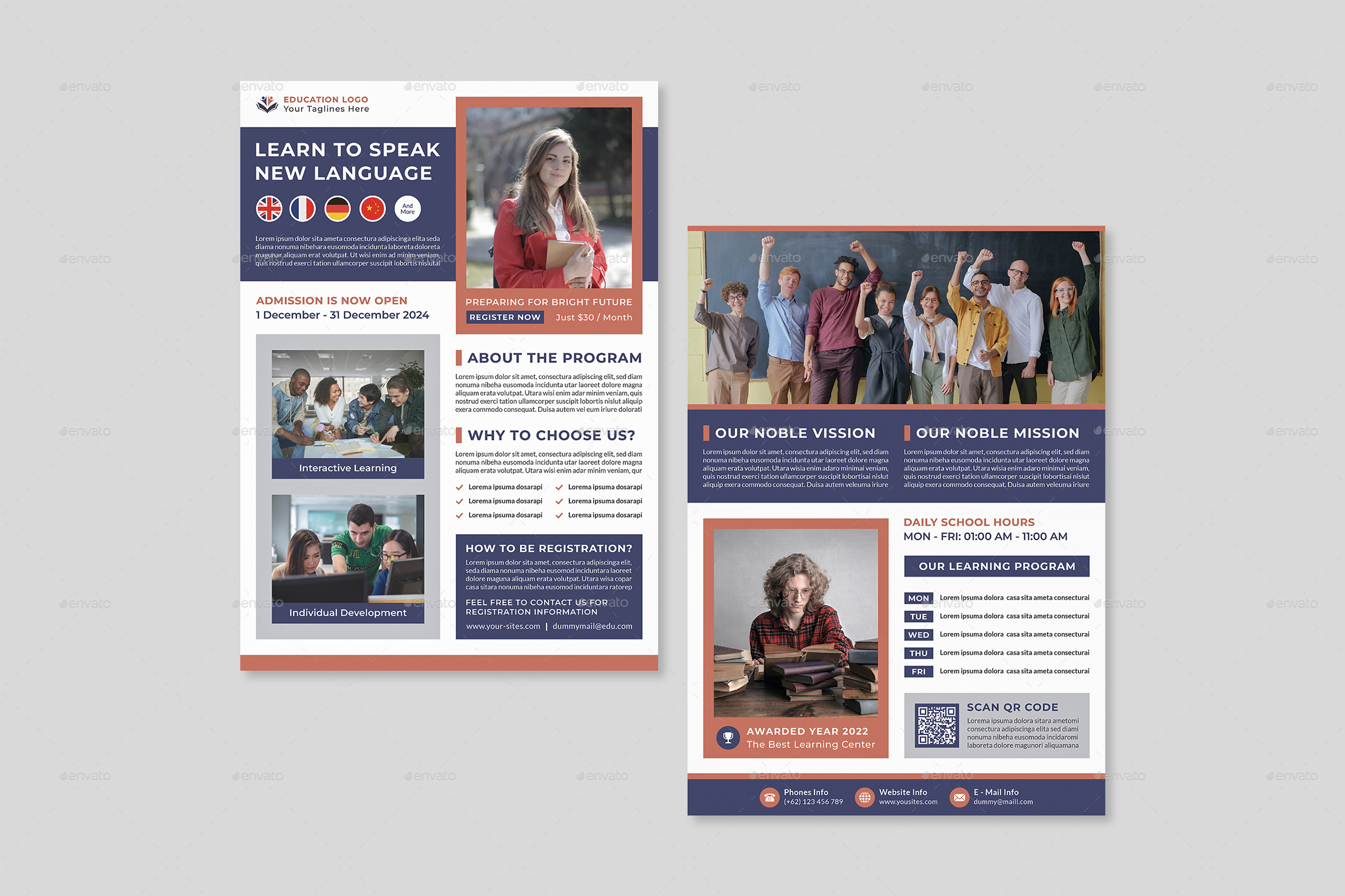 Language Course Flyer Template, Print Templates | GraphicRiver