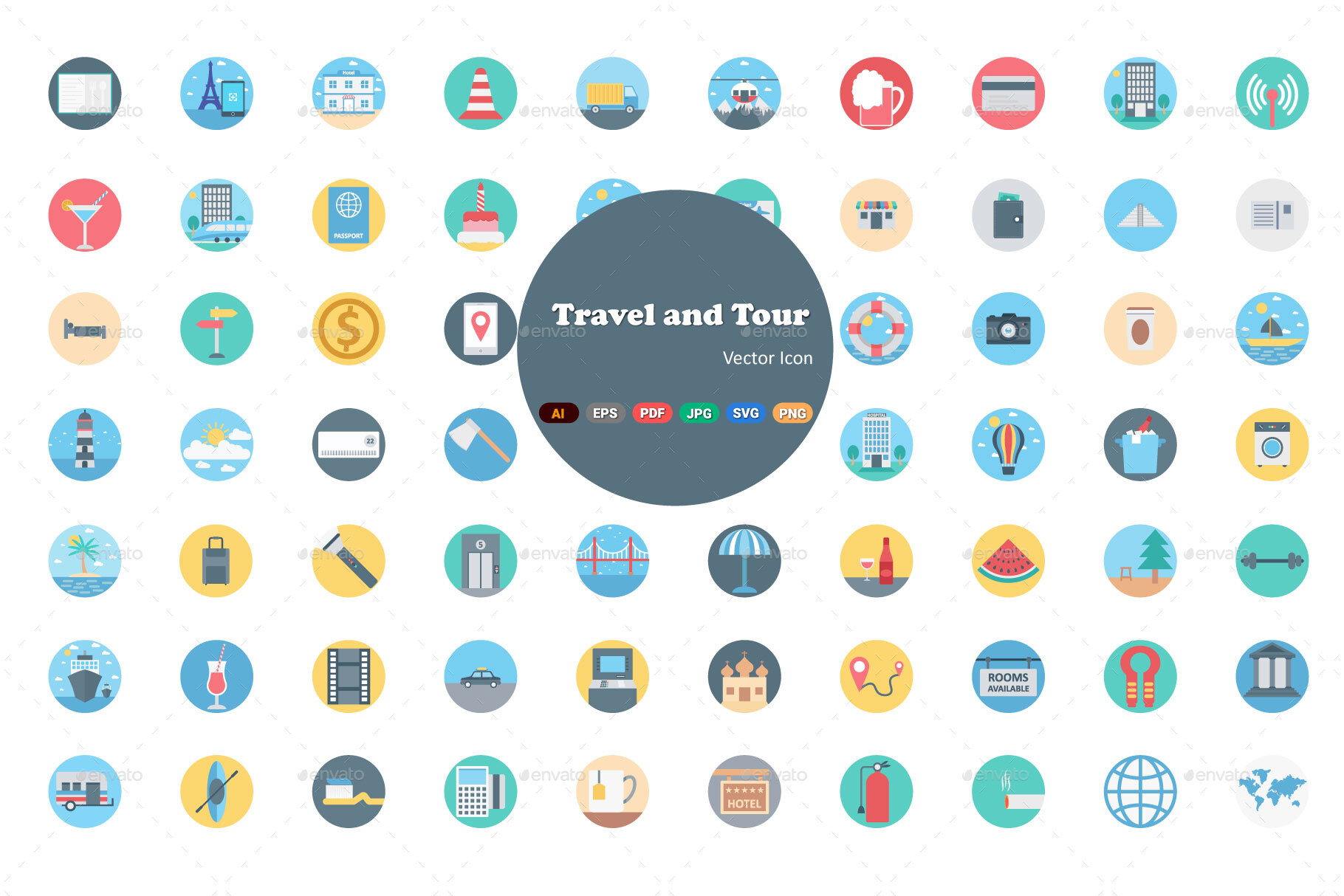 Travel and Tour| AI | EPS | SVG, Icons | GraphicRiver