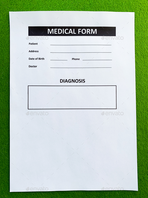 Medical form with patient data on doctor's desk Stock Photo by maksymiv