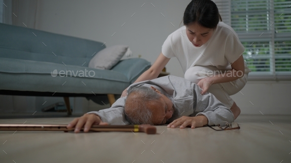 Elderly people accident slip and fall, Accident in home Stock Photo by 1footage