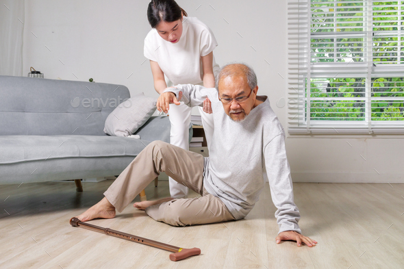 Elderly people accident slip and fall, Accident in home Stock Photo by 1footage
