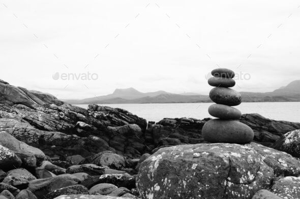 Grayscale shot of stones stacked on top of each other Stock Photo by ...