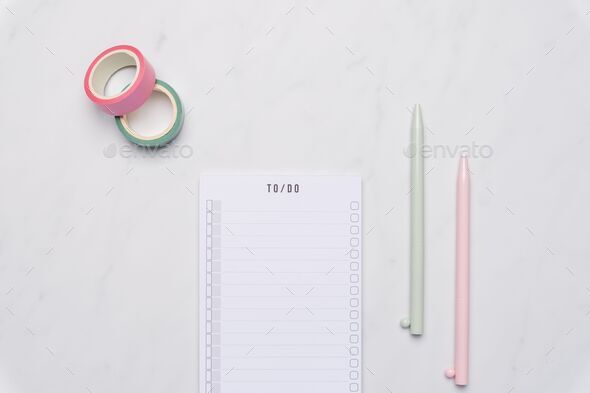 Stationery lay flat planning study setup Stock Photo by wirestock ...
