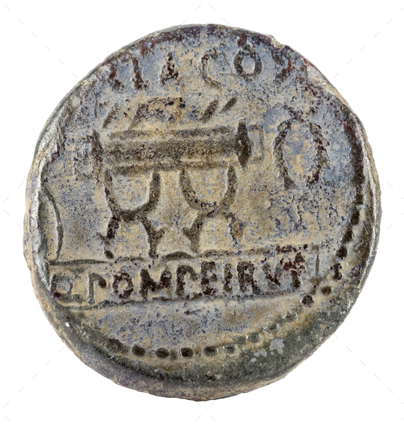 Roman Republic Coin, Ancient Roman silver denarius of Pompeia isolated ...