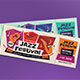 Magenta And Blue Mid Century Jazz Festival Ticket, Print Templates