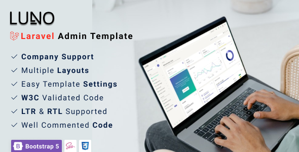 LUNO | Laravel Admin Dashboard Template for Multi-Domain Solution by wrraptheme