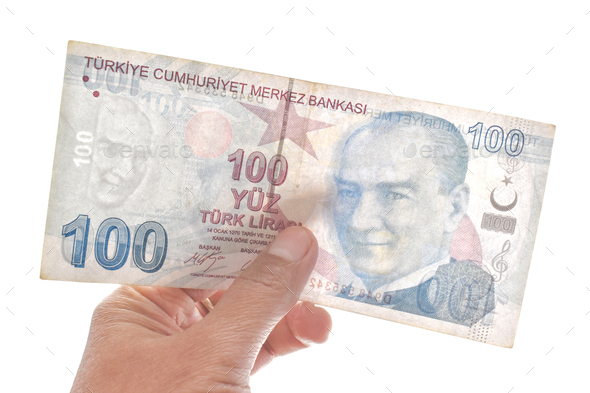 100 Turkish Lira banknote in hand. Stock Photo by Maliflower73 | PhotoDune