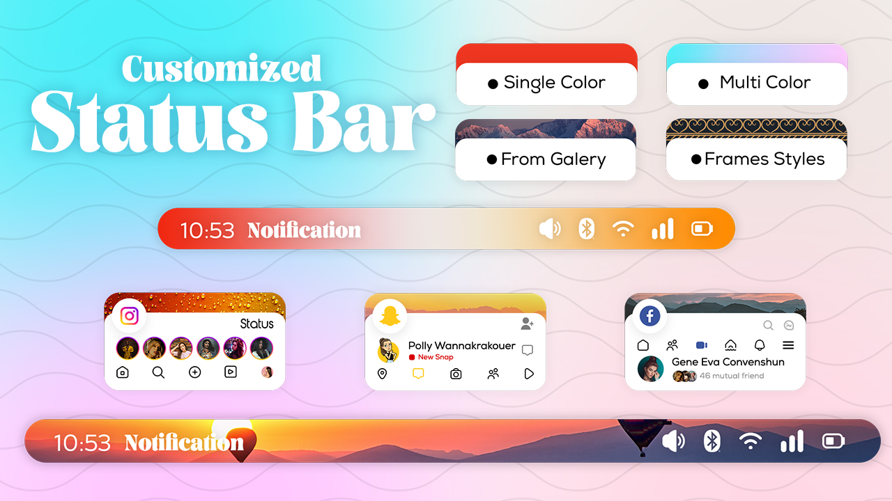 Material Customized Status Bar - Super Status Bar - Notification Bar ...