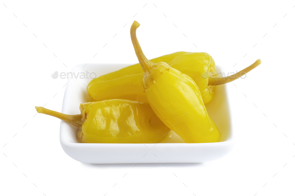 Pickled Yellow Greek Pepper, Pepperoncini Or Friggitelli Isolated On ...