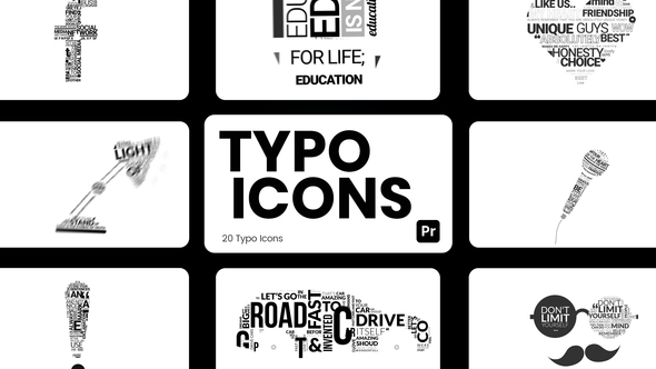 Typo Icons for Premiere Pro, Premiere Pro Templates | VideoHive