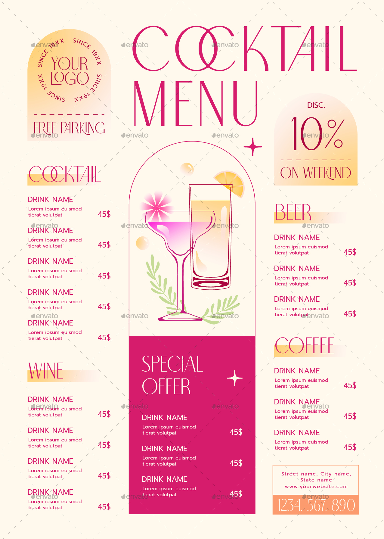 Cocktail Menu, Print Templates | GraphicRiver