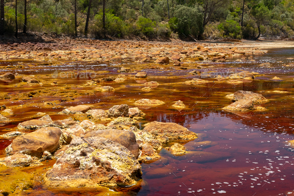 Landscape of the Rio Tinto Mining Park in Huelva under the sunlight in ...